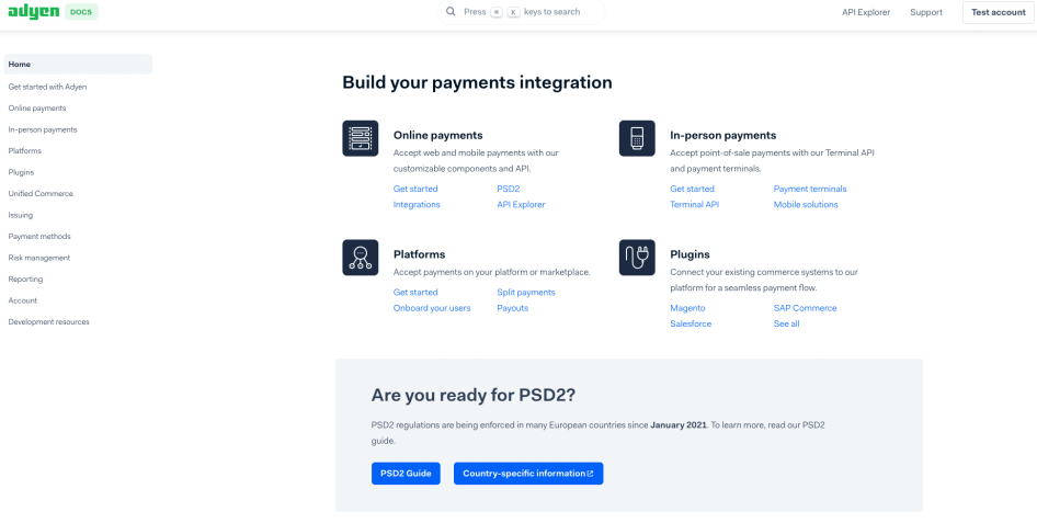 Adyen Documentation and API Explorer (2022) | DevPortal Awards